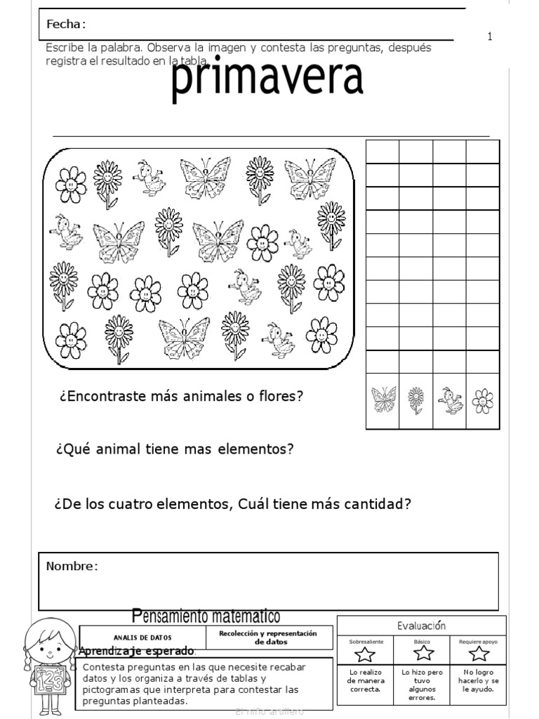 Primavera Mat 03 HOJAS IMPRIMIR | PDF | Evaluación | Aprendizaje