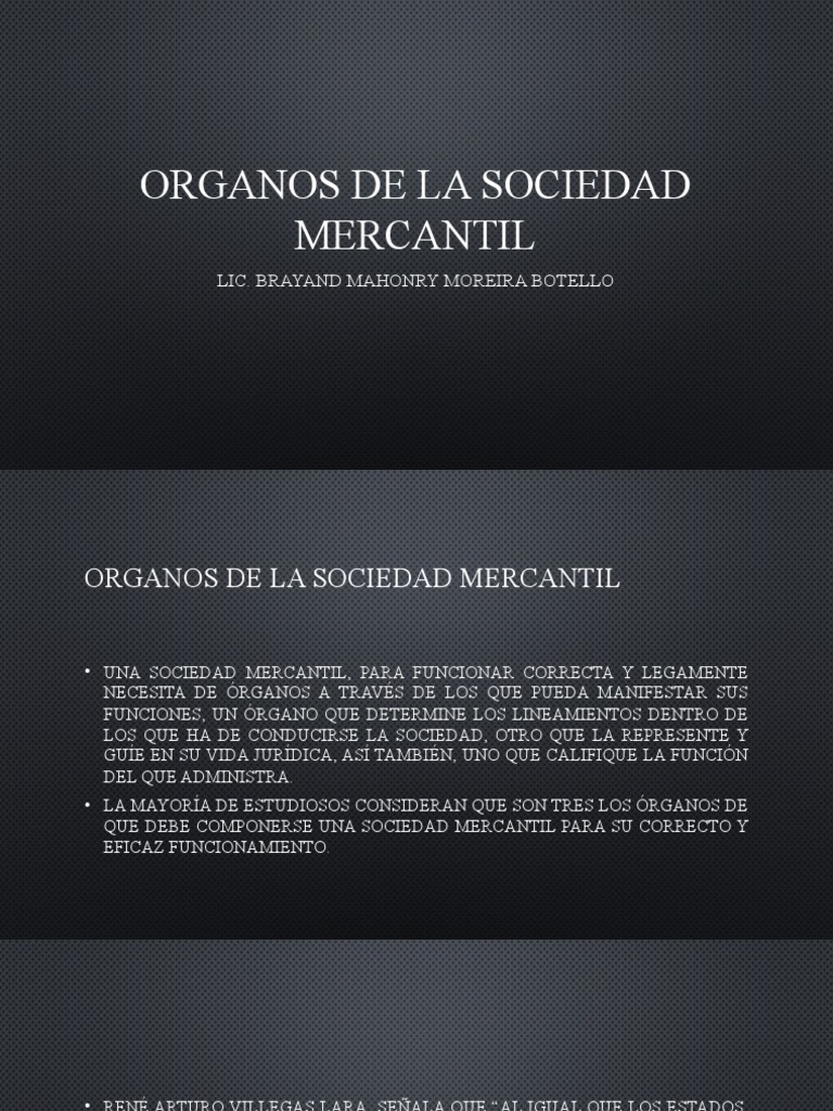Organos de La Sociedad Mercantil | PDF | Sociedad de responsabilidad ...
