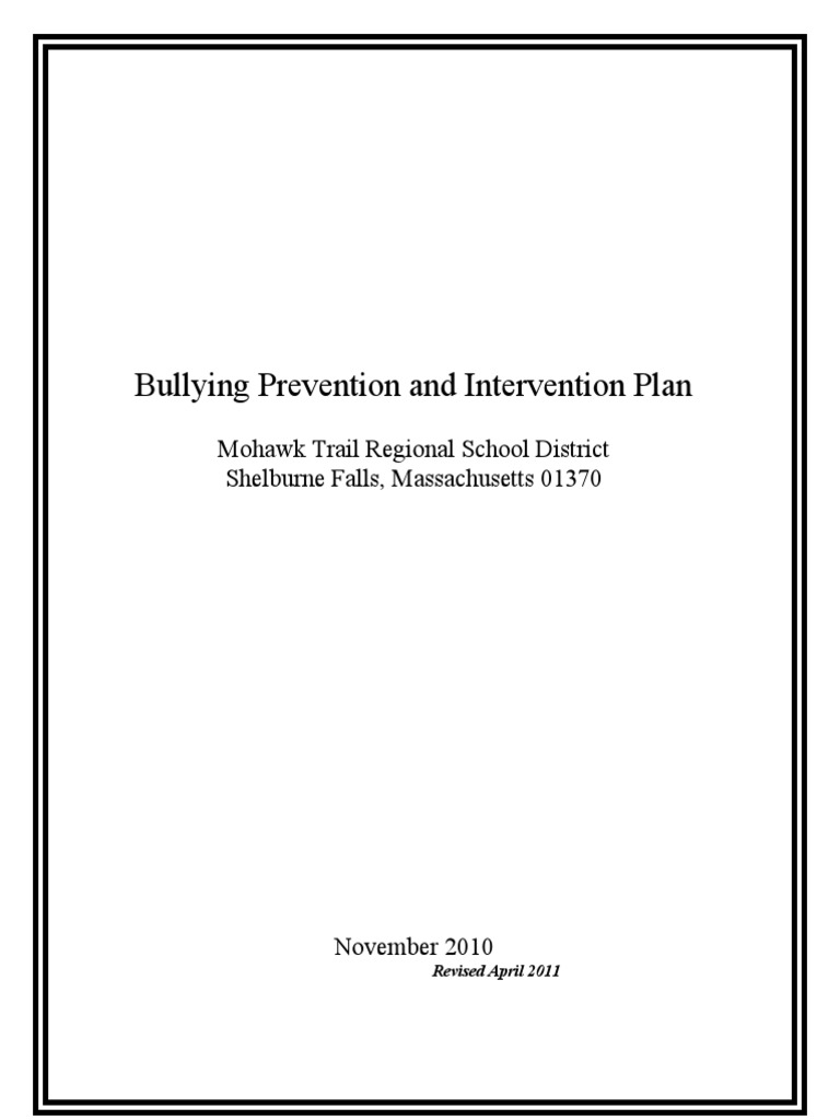 Bullying Prevention and Intervention Plan MohawkSchools | PDF | Sexual ...