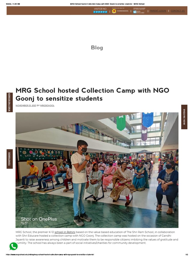 MRG School's Collection Camp with Goonj | PDF