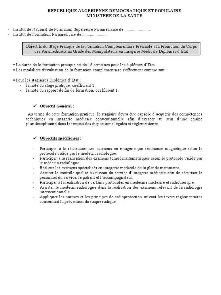 Fiche Objectifs de Stage MIM | Descargar gratis PDF | Radiologie ...