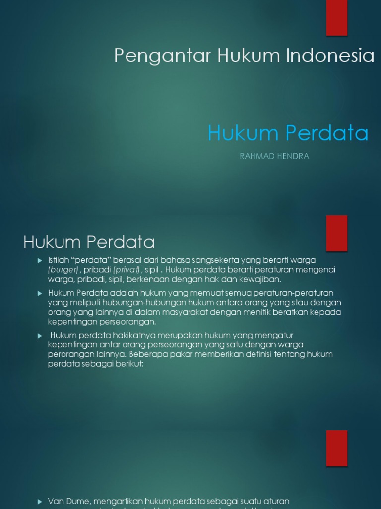 Pengantar Hukum Indonesia Hukum Perdata | PDF