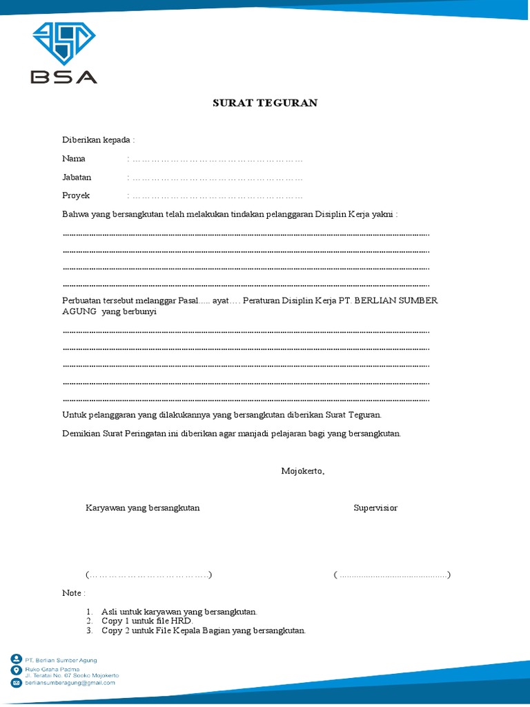 Surat SP PT Bsa | PDF