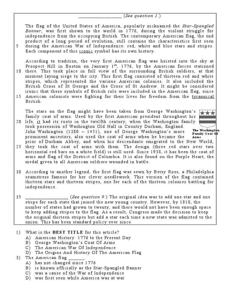 TOEFL Reading The Stars and Stripes | PDF | Flag Of The United States ...