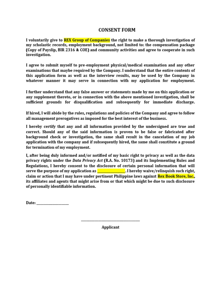 Consent Form 2021 | PDF