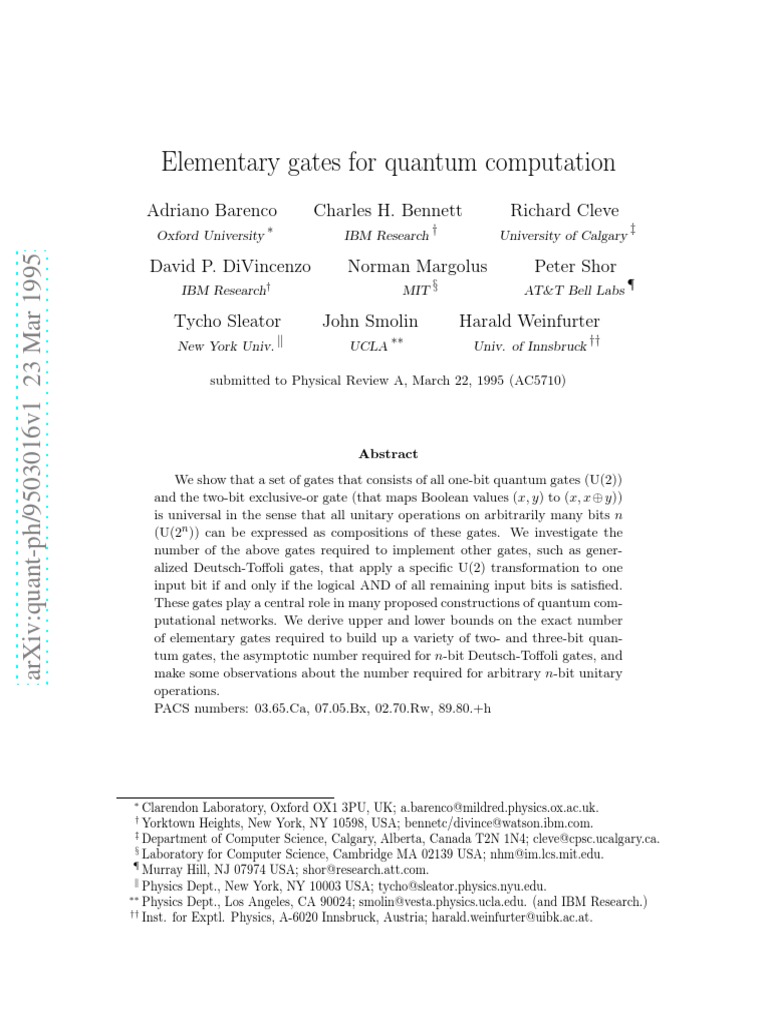 Quantum Computation Gate Basics | PDF | Quantum Computing | Quantum ...