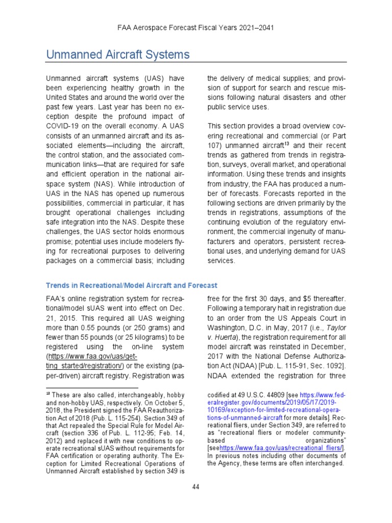 Unmanned Aircraft Systems: Trends in Recreational/Model Aircraft and Forecast | Download Free ...