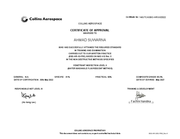 Penetrant Certificate | PDF
