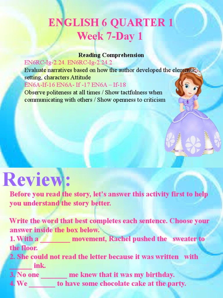 English 6 Quarter 1 Week 6-Day 1 | PDF