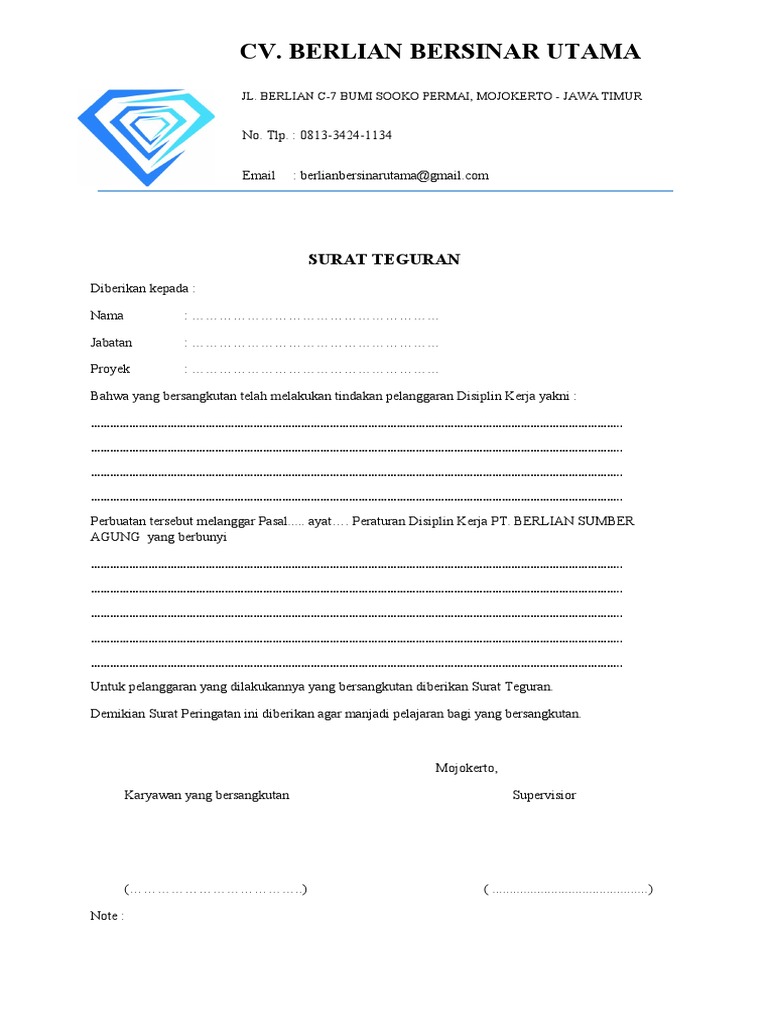 Surat SP CV Bbu | PDF