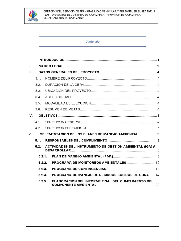 Plan de Manejo Ambiental Obra | PDF | Residuos | Evaluación de impacto ...