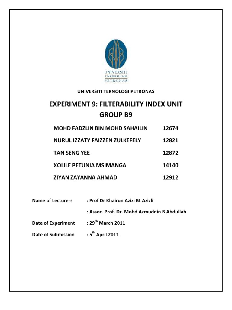 Filter Ability Index Unit b9 | PDF | Filtration | Chemical Engineering