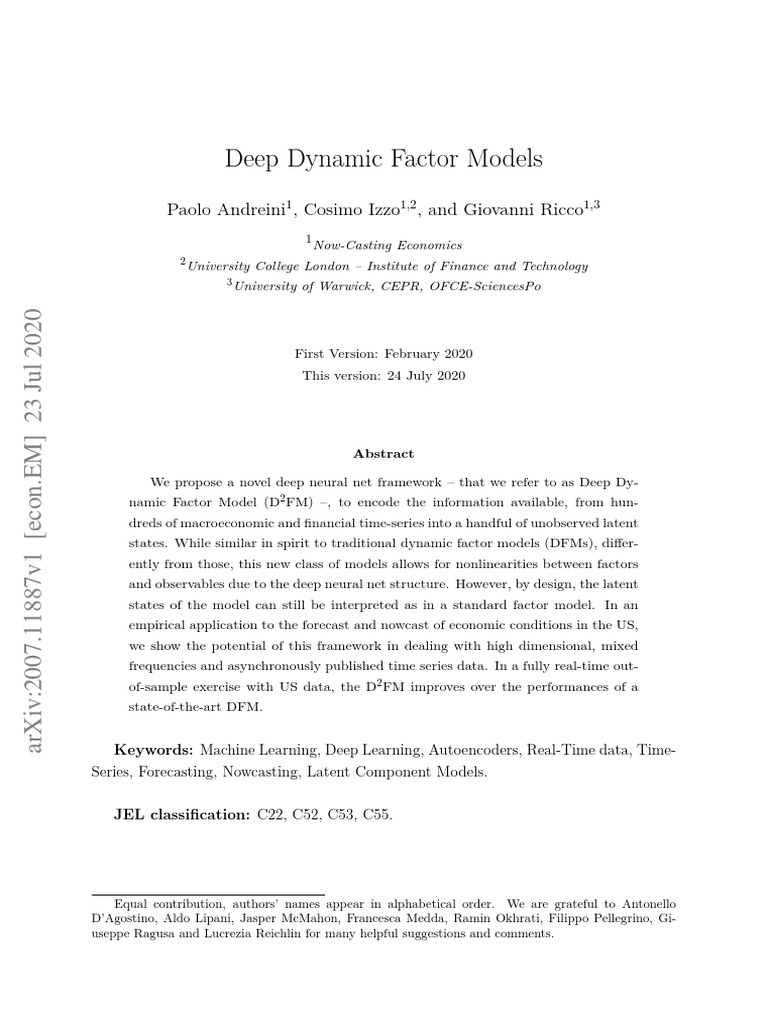 Deep DFM | PDF | Principal Component Analysis | Algorithms