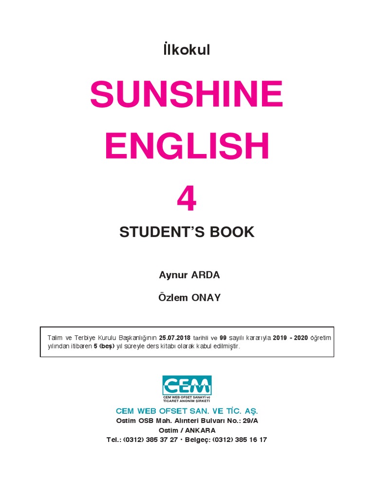Sinif Ingilizce Cem Yayinlari Ders Kitabi Sunshine | PDF