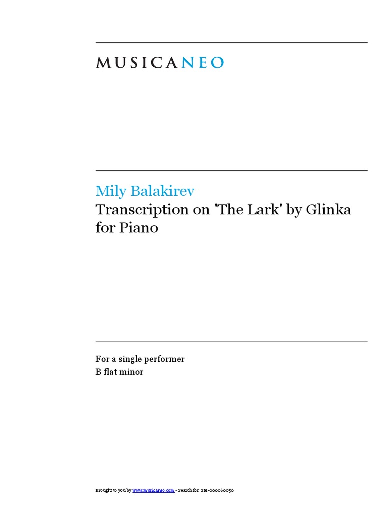 Balakirev's Piano Transcription of Glinka | PDF | Art | Poetry