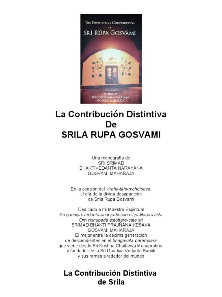 La Contribución Distintiva de Sri Rupa Gosvami | PDF | Krishna | Hinduismo