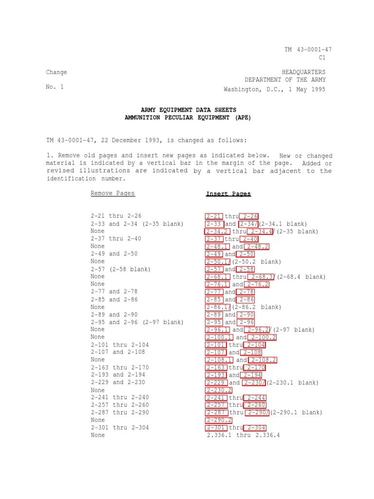 TM 43-0001-47 Change Summary | PDF | Written Communication