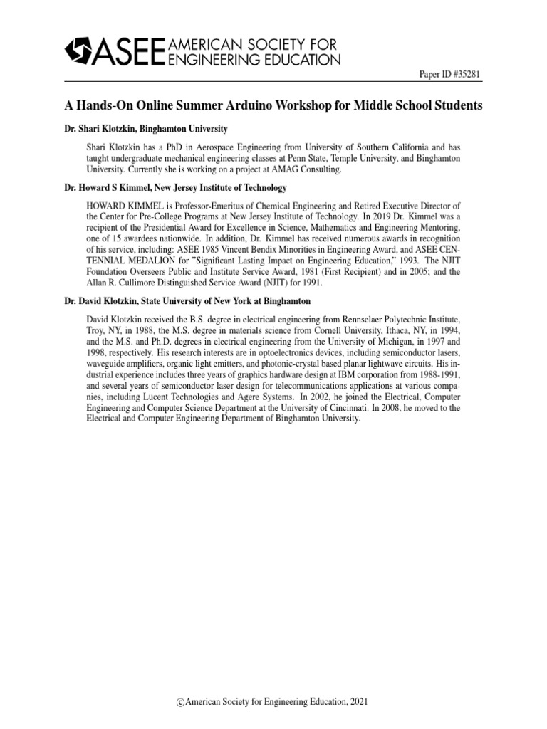 A Hands On Online Summer Arduino Workshop For Middle School Students ... A Hands On Online Summer Arduino Workshop For Middle School Students ...