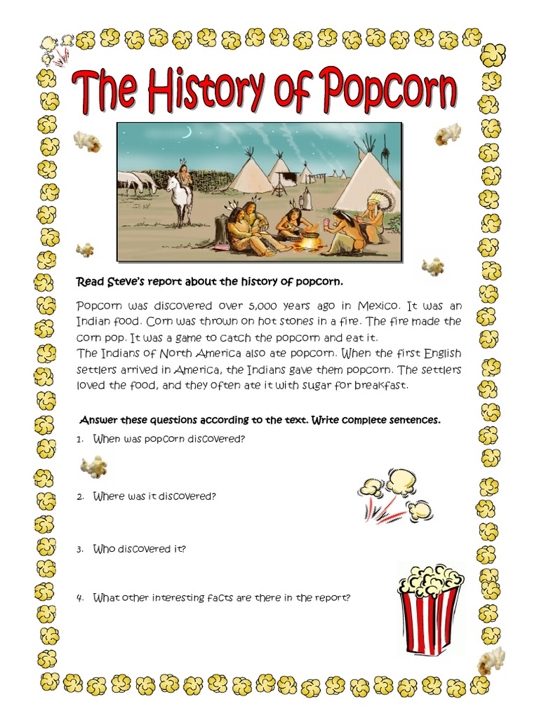 the-history-of-popcorn-grammar-drills-picture-description-exercises ...