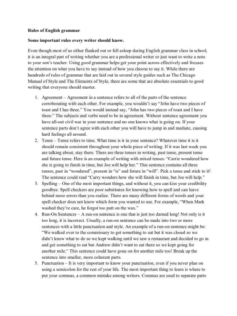 Grammar Checklist | PDF | Grammatical Tense | Comma