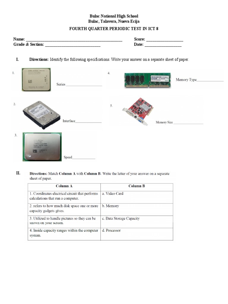Periodic Test - Q4 - ICT8 | PDF
