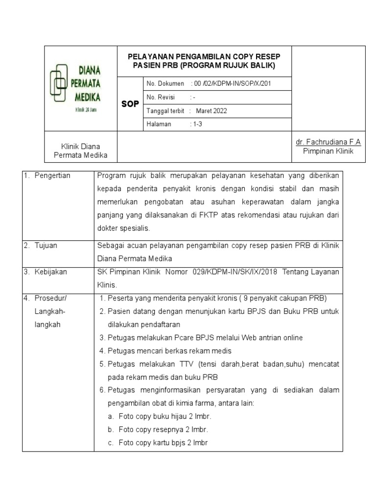 Sop Pasien PRB | PDF