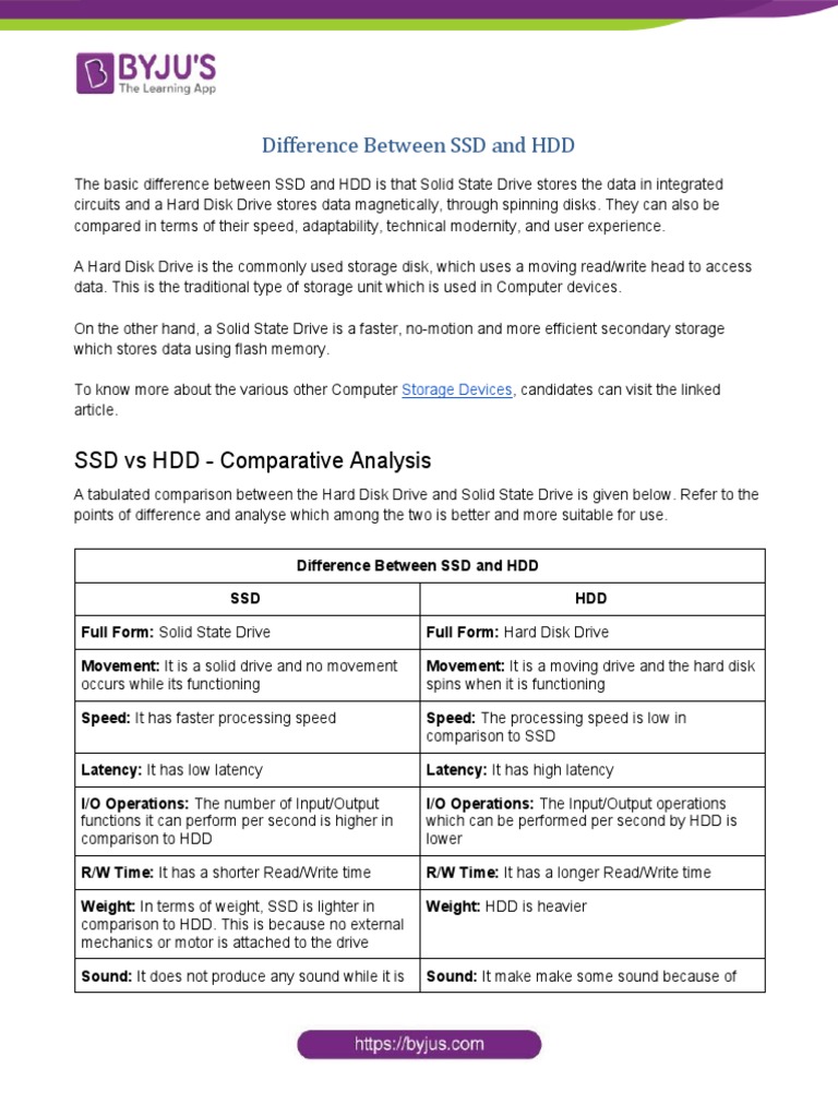 SSD vs HDD: Key Differences Explained | PDF | Hard Disk Drive | Solid ...