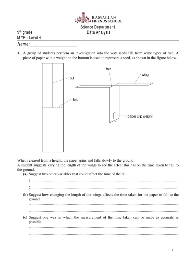 9th Physics Worksheet 2 - Data Analysis | PDF