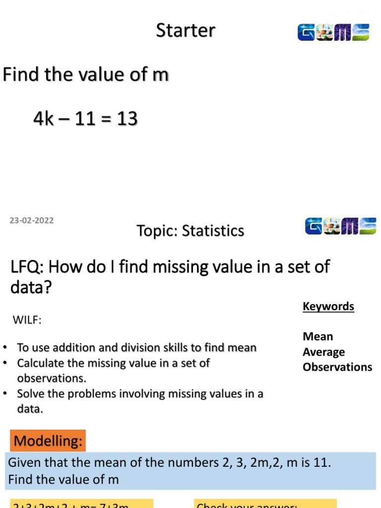 Year6 Maths WK8 Average Missing Value | Download Free PDF | Mean ...