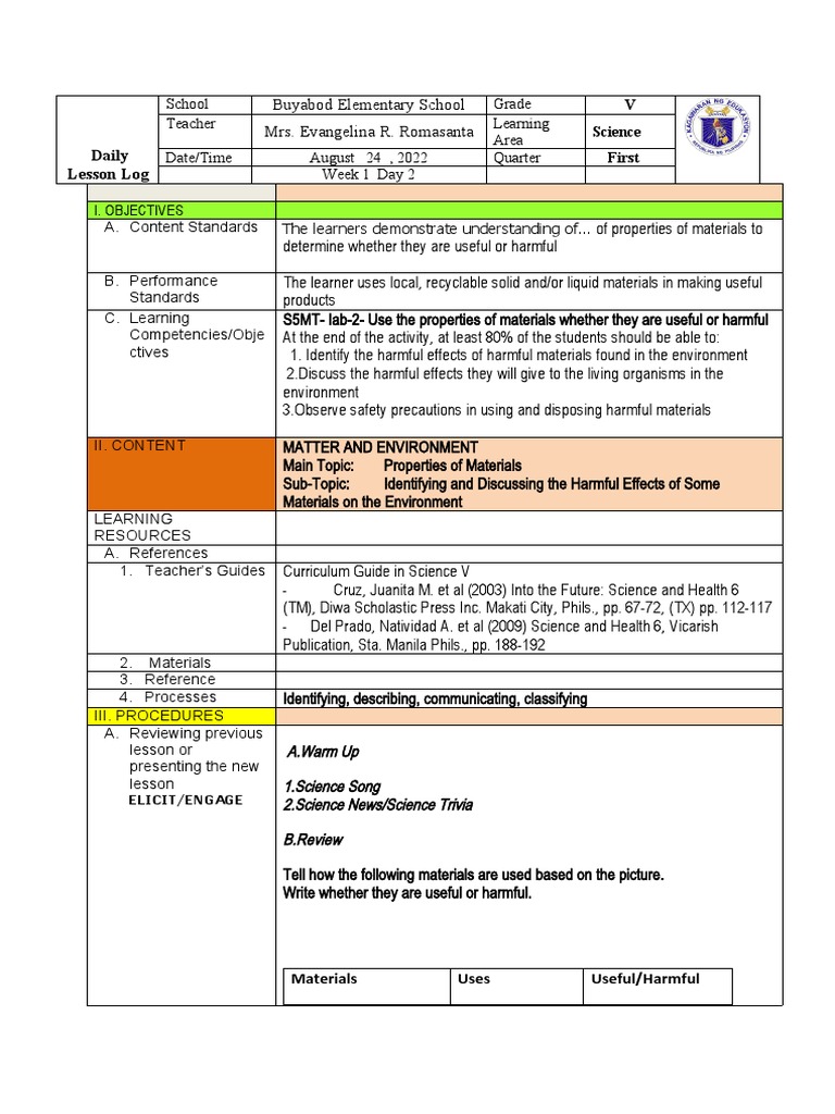 SCIENCE 5 DLL Q1 wk1 D5 | Download Free PDF | Water | Fertilizer