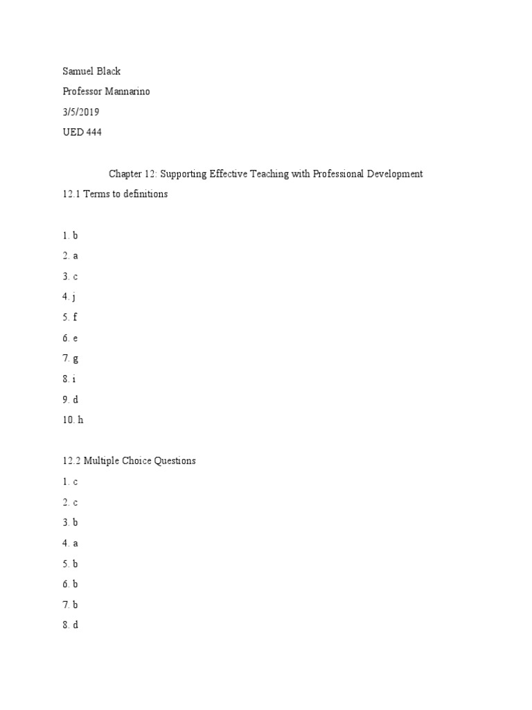 Chapter 12 Quiz | PDF | Career & Growth | Wellness