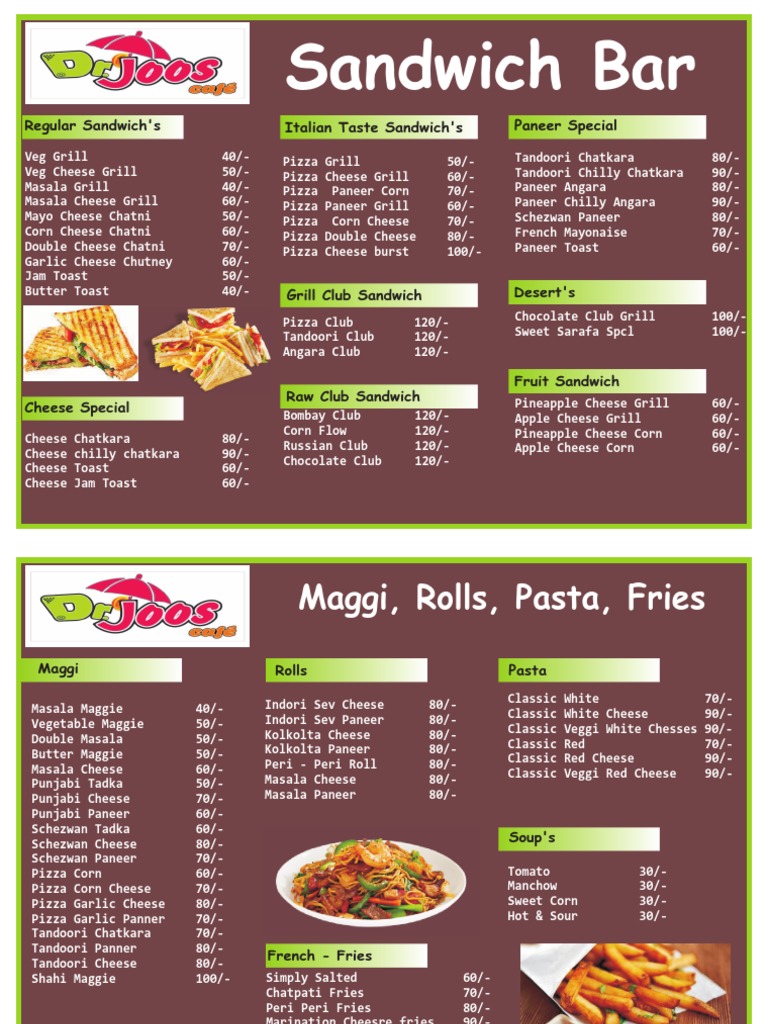 Sandwich Bar Menu | PDF | Chutney | Food And Drink Preparation