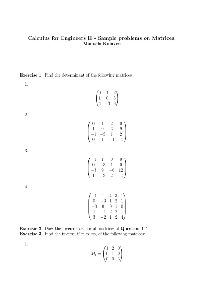Matrices Practice Problem | PDF | System Of Linear Equations | Matrix (Mathematics)
