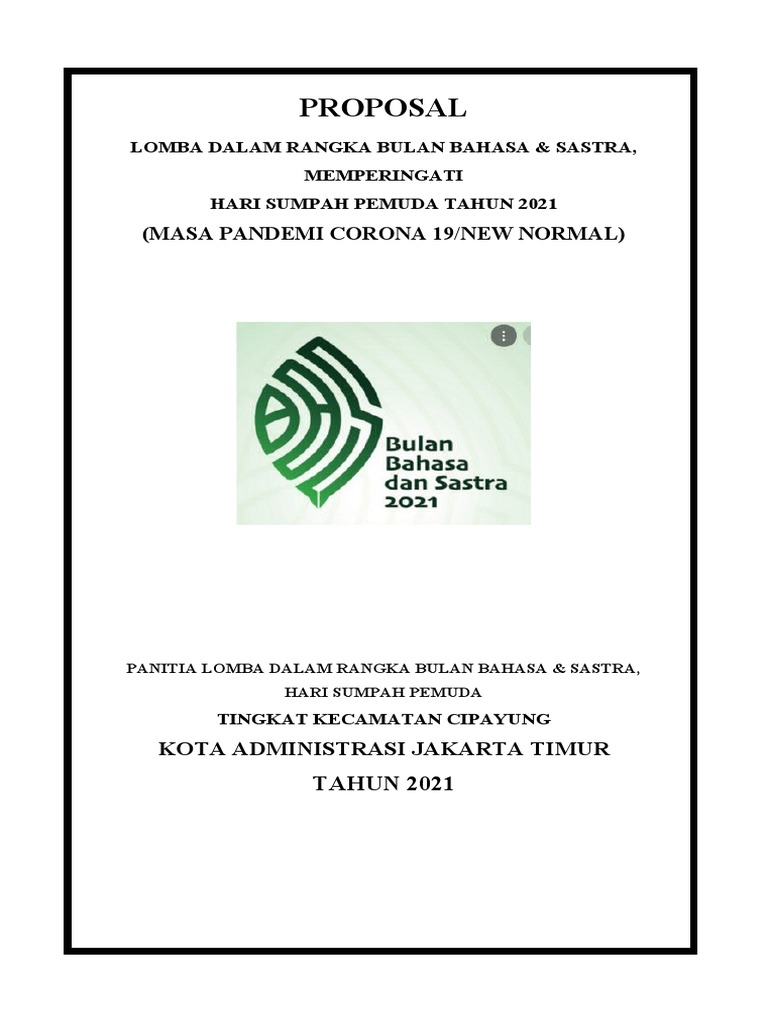 Proposal Lomba Bulan Bahasa 2021 Masa Pandemi | PDF