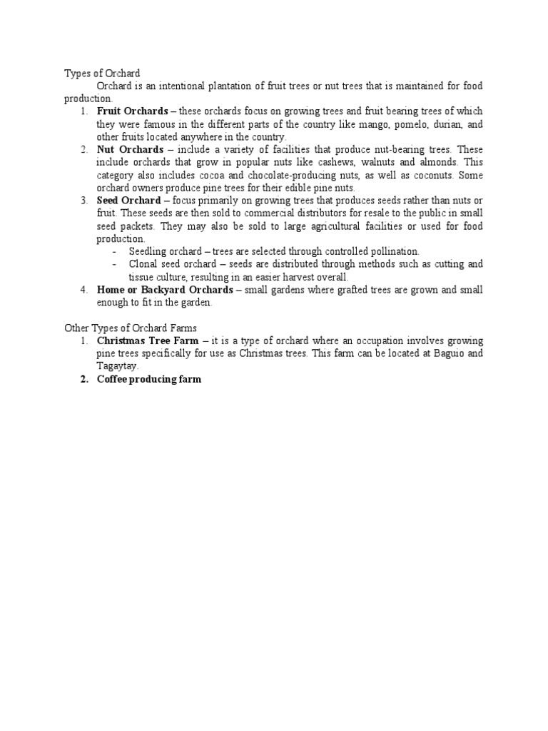 Types of Orchard | PDF