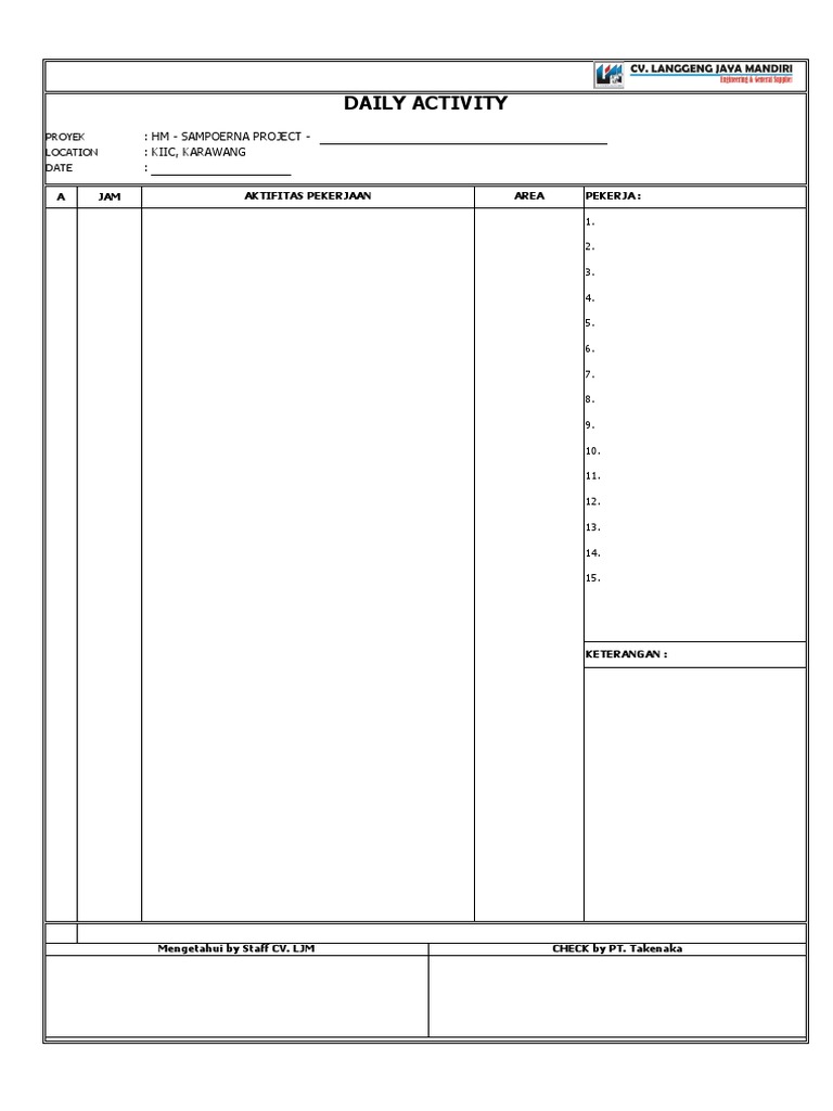 Format Daily Activity | PDF