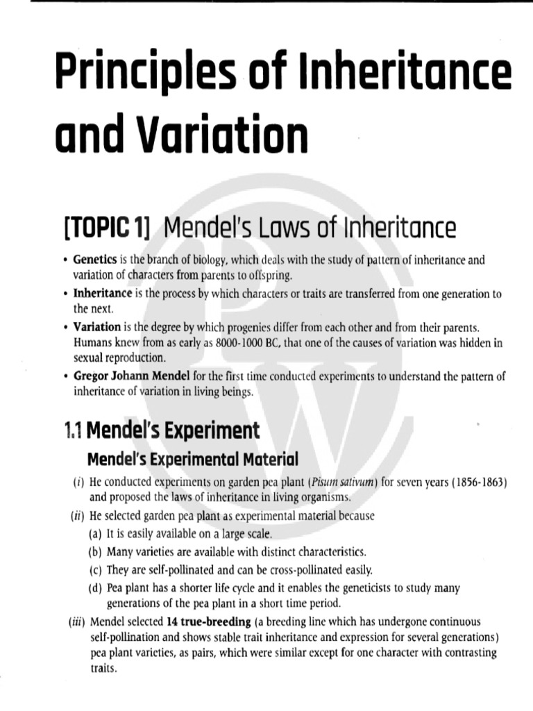 Principles of Inheritance and Variation | PDF