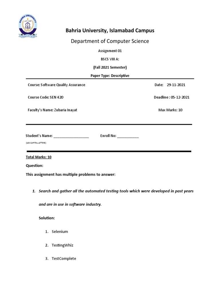 SAQ assignment 1 | PDF | Selenium (Software) | Information Age