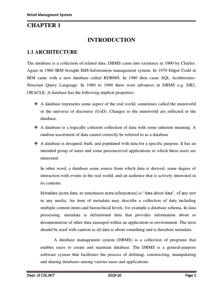 DBMS REPORT pdf1 | PDF | Databases | Internet & Web DBMS REPORT pdf1 | PDF | Databases | Internet & Web