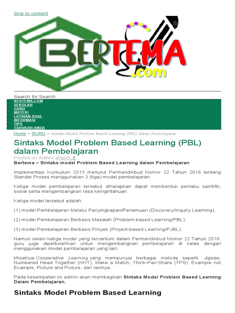 Sintak PBL | PDF | Pengembangan Diri