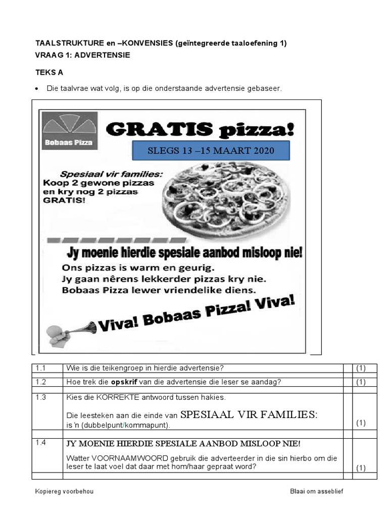 Visuele Tekste en Algemene Taalfoefening | PDF