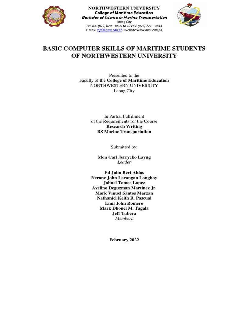 C4 FINAL OUTPUT Basic Computer Skills of Maritime Students of Northwestern University | PDF ...