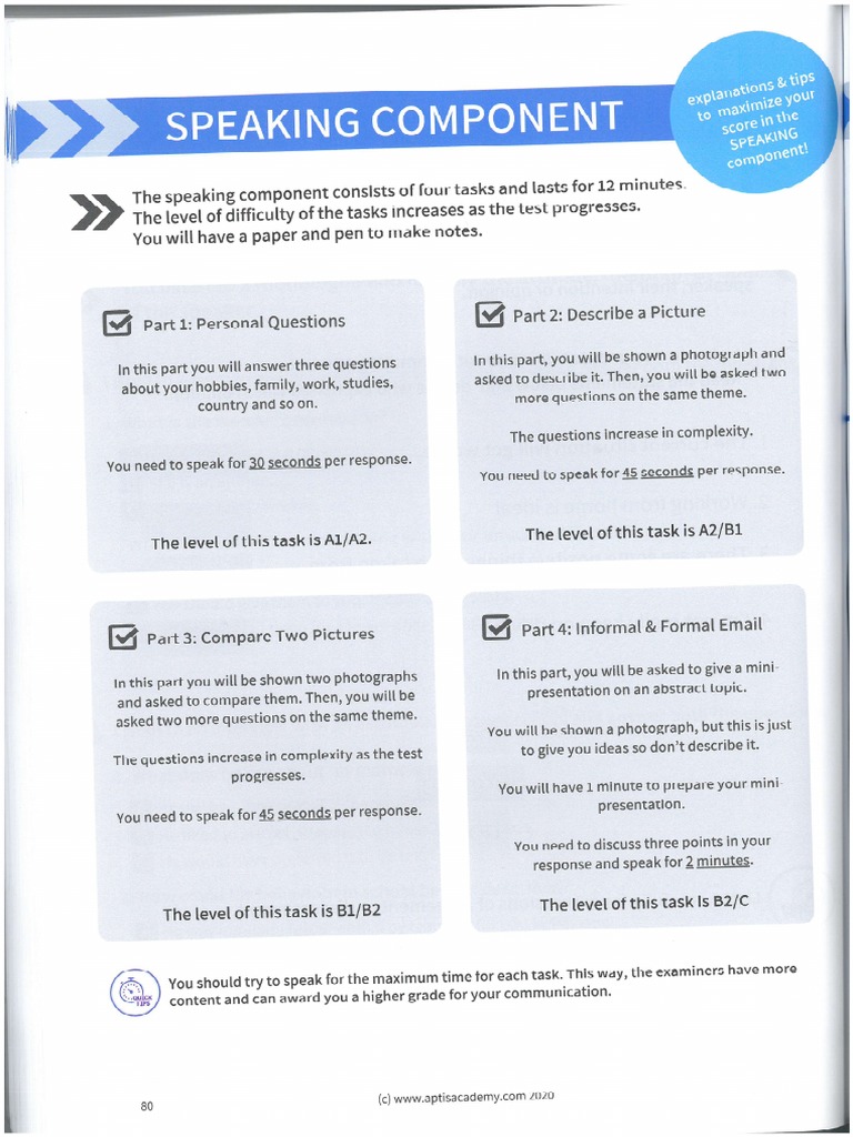 Aptis 2020 Speaking Material - Parts 1 & 2 | PDF