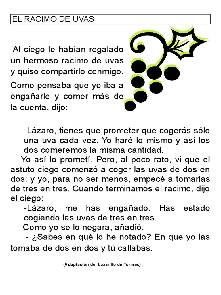 El Racimo de Uvas-Lazarillo de Tormes | PDF | Uva