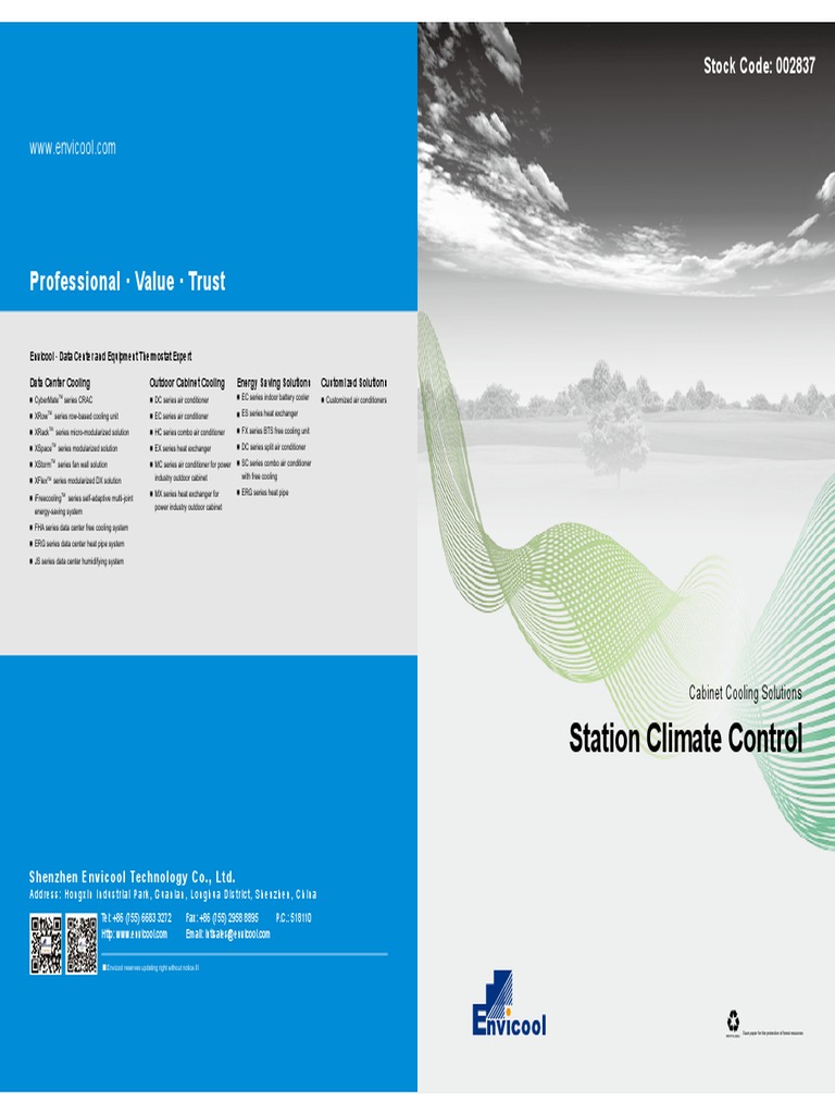 Envicool Outdoor Cabinet Cooling Solution | PDF | Air Conditioning ...