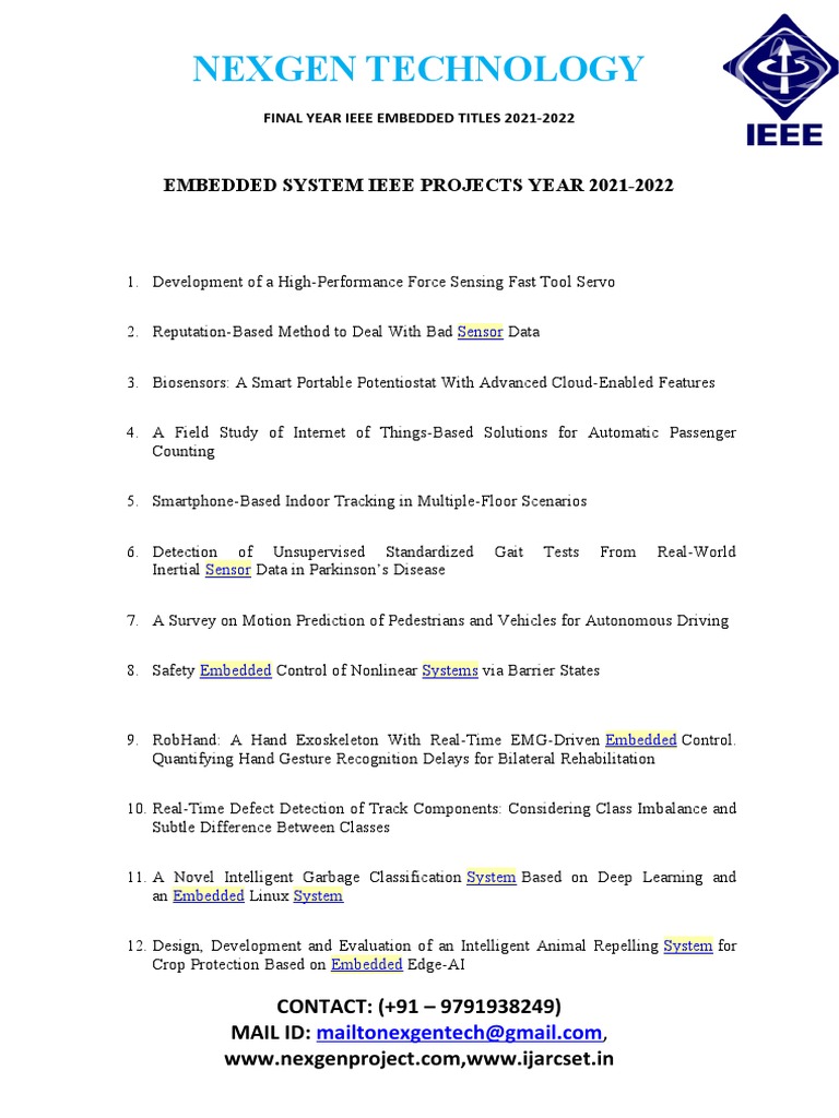 Embedded System Ieee Projects Year 2021 | PDF | Internet Of Things ...
