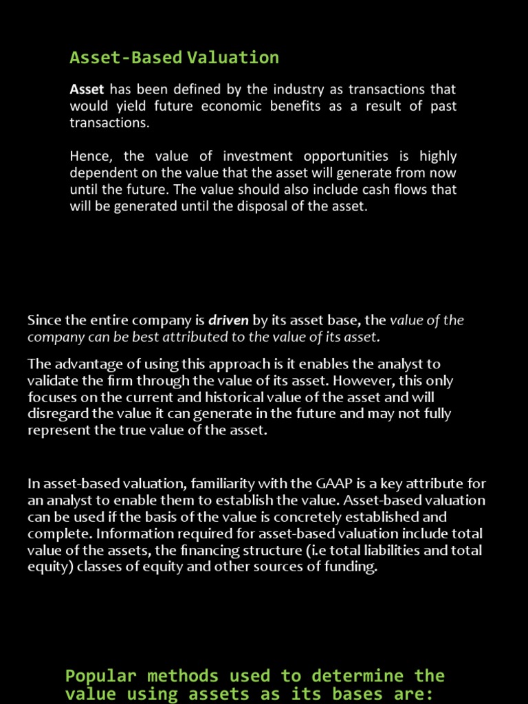 VCM Module 7 - Tools Used in Asset-Based Valuation and Asset-Based ...