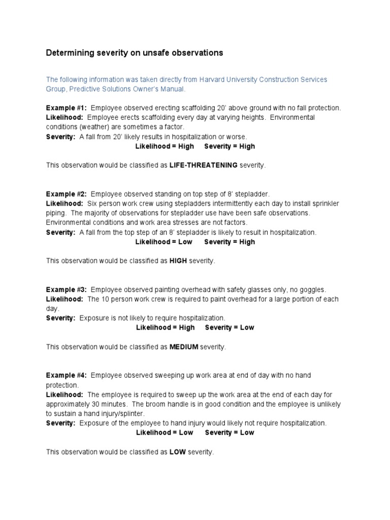 Determining Severity On Unsafe Observations | PDF