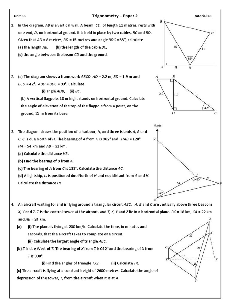 28-Trigonometry Paper 2 | PDF | Triangle | Area
