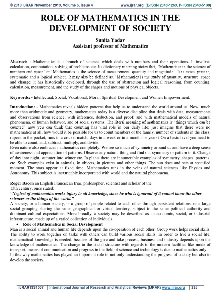 Role of Mathematics | PDF | Mathematics | Science
